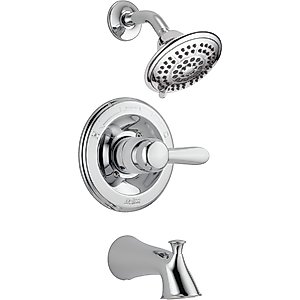 Delta Faucet Lahara 14 Series Single-Handle Tub and Shower Trim Kit, Shower Faucet with 5-Spray Touch-Clean Shower Head, Chrome T14438 (Valve Not Included), Without Rough