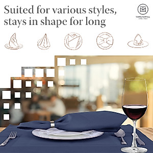 Threadmill Folkstone Blue Cloth Napkins Set of 12 Cotton, Reusable 20 x 20 inch Napkins Cloth Washable, Dinner Napkins Perfect for Wedding, Parties, Cocktails, Fall, Thanksgiving, Christmas