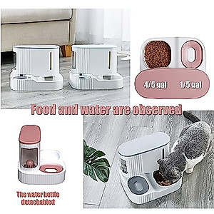 Junbec-Pet Automatic Cat Food Water Dispenser Gravity Pet Self Feeder Dry Food Bowl and Watering Supplies Dispenser for Indoor Small Medium Dog Puppy Kitten 2 in 1 (Pink)