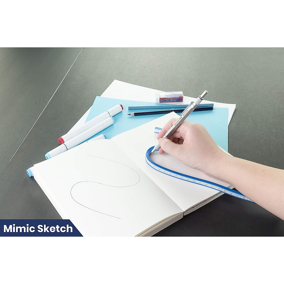 Pacific Arc Flexible Curve Graduated 16 Inch Ruler with Inking Edge, for Drawing, Pattern Making, Engineering, Stencil Making, Saddle Fitting