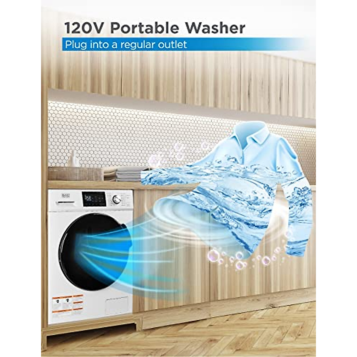 BLACK+DECKER Front Load Washer, 2.7 Cu. Ft. Compact Washing Machine with LED Display & 16 Cycles