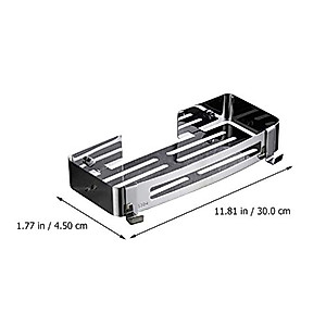 DOITOOL 2pcs Bathroom Storage Rack with Hooks Decorative Stainless Steel Wall Mounted Punch Free Floating Shelf Holder for Bathroom Kitchen Silver 30X22cm