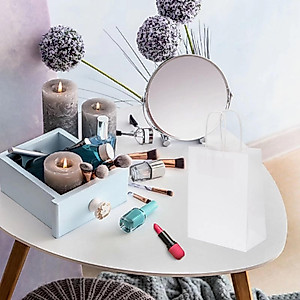 Joybe 300 Pack 6x3.25x8 Inch Small White Paper Bags with Handles Bulk, Kraft Paper Gift Bags for Birthday Party Favors Grocery Retail Shopping Business Goody Merchandise Craft Blank Sacks (300pcs)