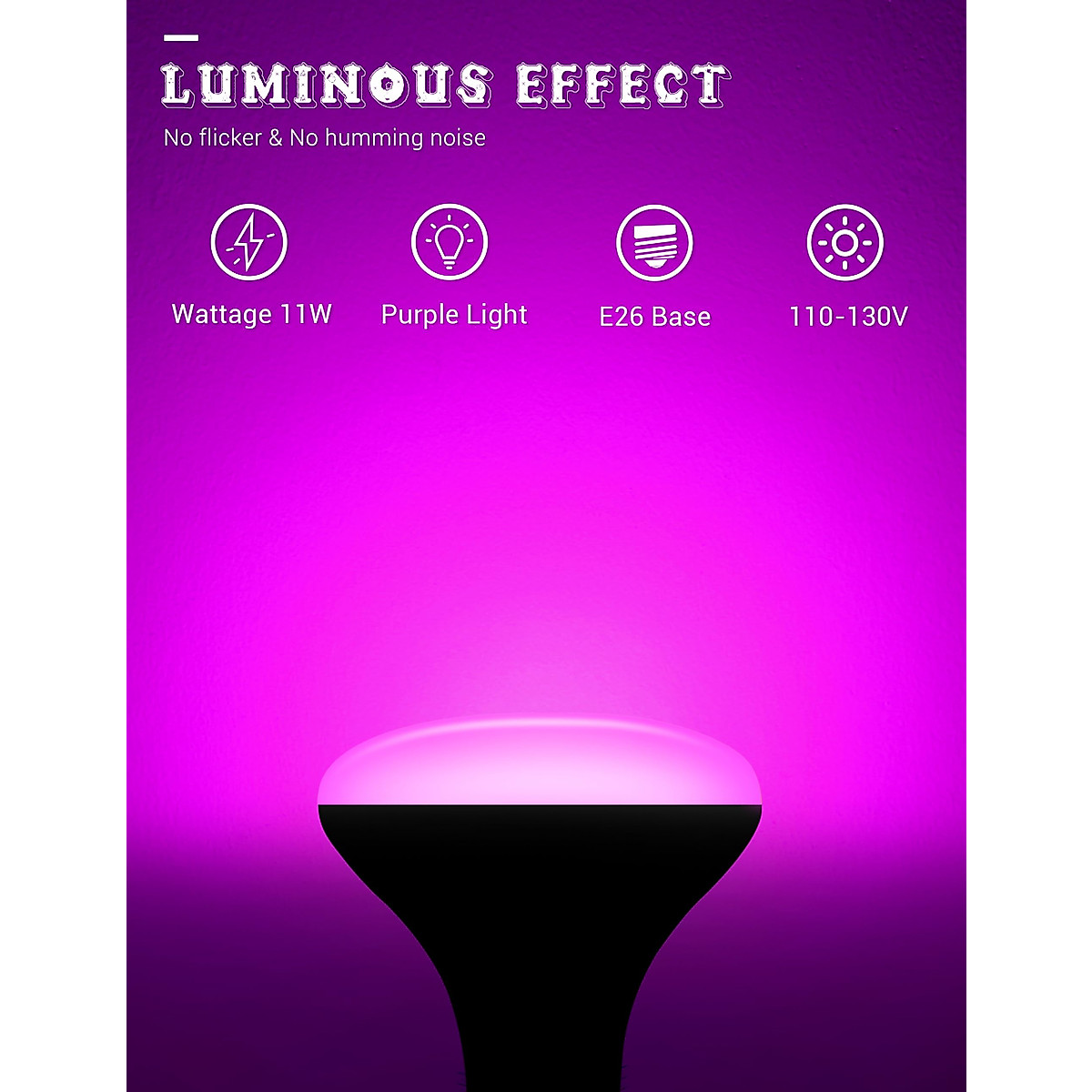 JandCase BR30 Halloween Light Bulbs, E26 Base Halloween Purple & Orange Indoor Flood Light Bulbs, Orange Purple Flood Light Bulbs for Halloween Decoration,11W(65W Equivalent),Not-Dimmable, 2 Pack