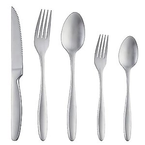 Silverware Set Flatware Matte Cutlery Utensil Solid Food-Grade Stainless Steel，Home Restaurant Hotel Small Business,Mirror Finish Tableware 60 Piece Service for 12