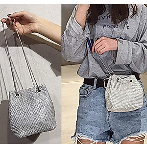 Vgift Silver Purse, Women Rhinestone Bag Diamond Purse for Evening Wedding Cocktail Costume Party Homecoming Prom