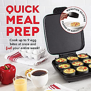 DASH Sous Vide Style Family Size Egg Bite Maker for Breakfast Bites, Sandwiches, Healthy Snacks or Desserts, Keto & Paleo Friendly (9 Servings), Aqua