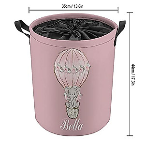 InterestPrint Personalized Laundry Hamper with Names Custom Text Cloth Storafe Basket with Handle Customized Folding Laundry Hamper Basket