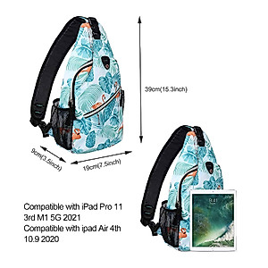 MOSISO Sling Backpack,Travel Hiking Daypack Pattern Rope Crossbody Shoulder Bag, Flamingo