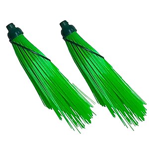 Janilink Elastik Power Green Broom - Heavy Duty All Purpose Broom Head w/o Handle[Set of 2]