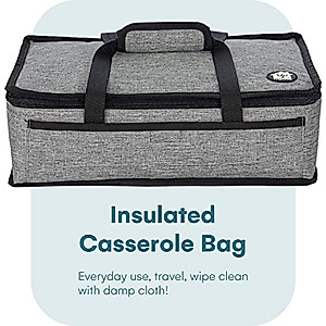 VP Home Insulated Casserole Carrier Travel Bag (Heather Gray) for Trip, Birthday Party, Mother's Day, Grocery Store, Supermarket, Outdoor Picnic etc.