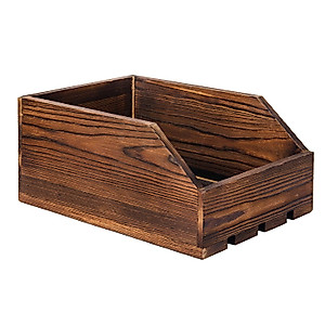 Liry Products Rustic Brown Wood Paper Nesting Tray Stackable Document Storage Crate File Organizer Tabletop Wooden Box Basket Letter Holder Folder Rack Container Desktop Home Office Supplies