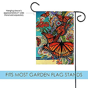 Toland Home Garden 1110777 Monarch Madness Butterfly Flag 12x18 Inch Double Sided Butterfly Garden Flag for Outdoor House Spring Flag Yard Decoration
