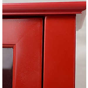 American Furniture Classics OS Home and Office Accent and Display Cabine Glass Door Cabinet, Red Paint