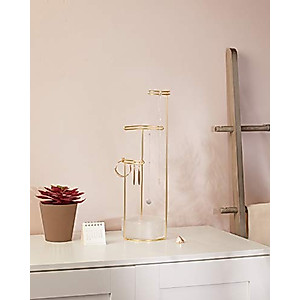 Umbra Tesora 3-Tier Jewelry Stand, Earring Holder, Accessory Organizer and Display, Glass/Brass