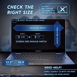 13.3 inch Computer Privacy Screen (16:9) - Blue Light Screen Protector - Laptop Anti Glare Screen Protector by Akamai