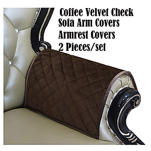 HAOMAIJIA Sofa Armrest Cover, Recliner Chair Arm Cover,Armchair Slipcover Nonslip Quilted Furniture Protector for Leather Sofa Couch (ALatte, 20 x24 Inches Sofa Armrest Cover-2 Pieces)