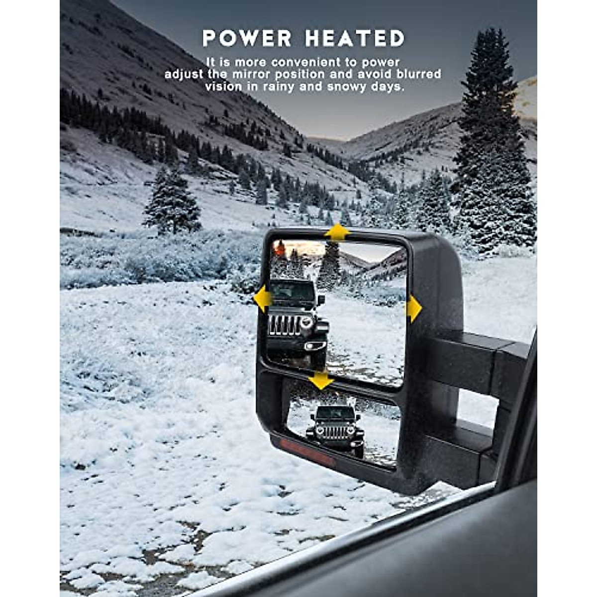 OCPTY Tow Mirror for 2007 2008 2009 2010 2011 2012 2013 2014 for Ford for F-150 Pickup Truck Pair Set Power Heated Puddle Signal Manual Telescopic Towing Mirrors (RH+LH)