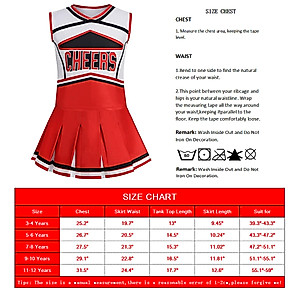 Colorful House Cheerleader Costume for Girls Cheerleader Uniform Outfit Child Cute Cheerleading Outfit for Halloween (3-4 Years, Red)