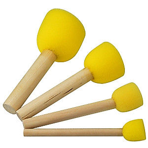 20 PCS Round Sponges Brush Set Kids Painting Tools - Pistha Sponge Painting Stippler Set DIY Painting Tools in 4 Sizes for Kids (Yellow)
