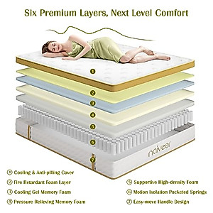 Naiveer Cool Gel Memory Foam Hybrid Mattress, 12 Inch Full Size Mattress in A Box with Pocket Springs for Cool Sleep & Pressure Relief, Medium Firm Feeling with CertiPUR-US Certified Foam
