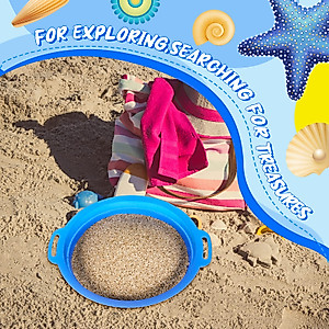 12 Pcs Sand Sifter Plastic Sand Sieve Dirt Sifter Rock Sifter Sand Sifter Sieves Sand Sifting Pan Gift for Kids Girls Boys Finding Treasure Beach Rocks Shells Gardening Digging, Blue, 8.66 Inches