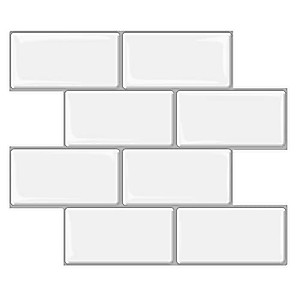 Art3d Peel and Stick Backsplash, 14x12 Subway Tiles, Faux Ceramic Tiles (10 Tiles, Thicker Version)