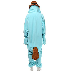Superband Unisex Adult Perry The Platypus Onesie Halloween Christmas Costume Pajamas Sleepwear,Sky-Blue,S