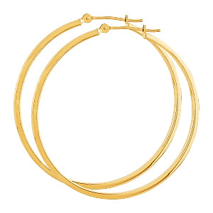 Welry Square Tube Hoop Earrings for Women, 10K Yellow Gold, Jewelry Gift Idea, 40mm