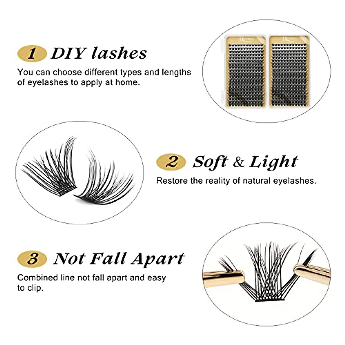 QUEWEL Lash Clusters 480 Pcs Individual Lashes Mix10-18mm Cluster Lashes Practical Soft Comfortable DIY Lash Extensions Lasting Enlarged Eyes (Mega-Mix10-18)