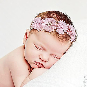 BFNAAgirl Flower Headband for Baby Girl Elastic Baby Floral Headbands Crown Hairbands Hair Accessories for Newborn Infant Toddlers Kids 3pcs/set