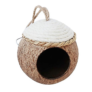 POPETPOP 1pc Coconut Bird Breeding Nest Small Pet Nest Bird House Mushroom Fish Tank Decor Parrot?House?? Small Pet Living House Coconut Shell Birds Nest Outdoor The Bird's Nest Cage Rope