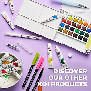 Sakura Koi Pocket Field Sketch Kit - Watercolor Sets for Painting On the Go - 24 Colors - 1 Water Brush - 1 Sponge - 1 Mixing Palette