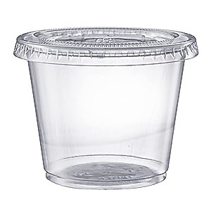 Pantry Value [200 Sets - 5.5 oz.] Cups with Lids, Small Plastic Condiment Containers for Sauce, Salad Dressings, Ramekins, & Portion Control