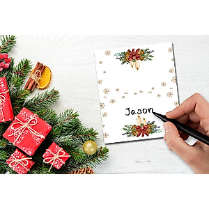 Christmas Table Place Cards, Name Cards, Christmas Place Cards, Food Labels For Christmas, New Year Party, Table Setting, Blank Food Tent Labels, Banquet Table Cards, Buffet Food Label, 25 Pack（C02）