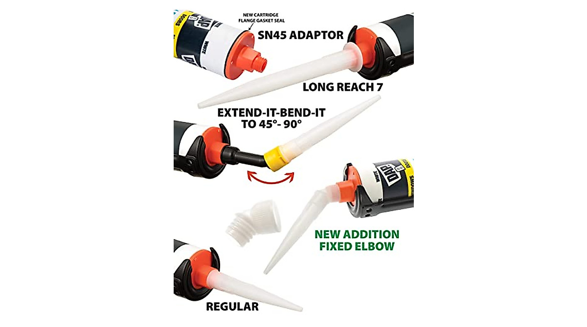 Adjustable Caulk Gun Nozzle Extender - Super Nozzle 45