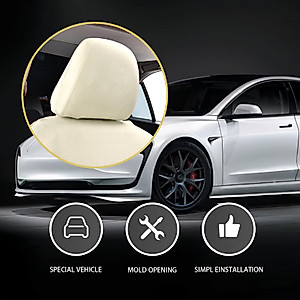 gunhunt Pack-2 Car Headrest Covers, Soft Dust-Proof Protector Covers, Seat Headrest Cover Replacement, Breathable Automobile Decoration Kit, Universal for Most Cars, Trucks, SUVs (Beige #Thick Model)