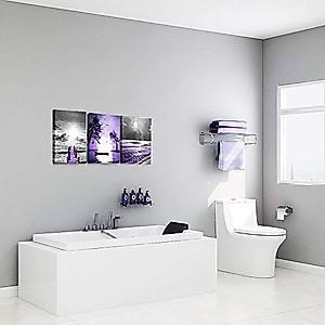 wall decorations for living room 3 Piece framed canvas wall art bathroom artwork for wall painting office bedroom wall decor Black and white ocean purple Landscape modern family Posters home decor