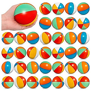 CLESDF Mini Beach Stress Balls for Kids, 36Pcs Rainbow Relief Stress Foam Balls, Swimming Pool Game Toy Sports Balls for Hawaiian Beach Birthday Party Favor Supplies…