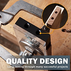 POWERTEC 71715 Dowel Drilling Jig with Depth Scale, Laser Cut Alignment Marker, Cobalt M-35 Drill Bit and Split Ring Stop Collar, 1/4-inch