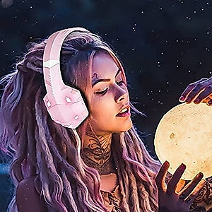 MXJCC Gaming Headset Pink for Noise Cancelling Over Ear Headphones with Microphone LED Light Mic for Laptop (Color : Pink)