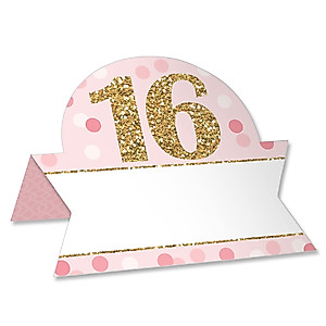 Big Dot of Happiness Sweet 16-16th Birthday Party Tent Buffet Card - Table Setting Name Place Cards - Set of 24