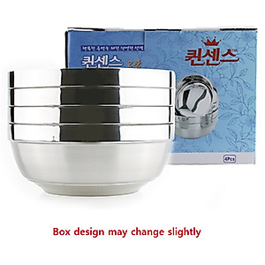 Vacuum Insulated Double Skin Stainless Steel Korean Traditional Naengmyeon Bibimbap Bowl 4 pcs 7.8"