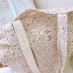 Kehpish Cotton Canvas Tote Bag Reusable Soft Grocery Cloth Bag Floral Shoulder Bag for Beach Travel Shopping
