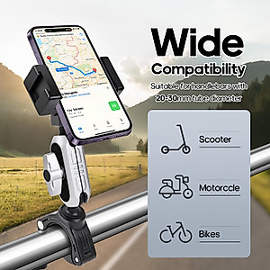 Kalofaye Camera Mount Clamp Mount Bicycle Handlebar Adapter Mount Aluminum Alloy with Dual 360°Rotatable Ball Head with Adapter Phone Clip Compatible with SJCAM GoPro Hero and Other Action Cameras