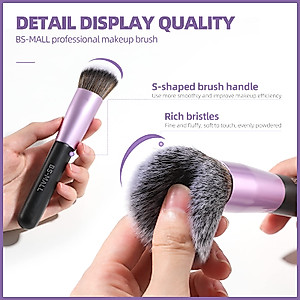 BS-MALL Makeup Brushes Premium Synthetic Foundation Powder Concealers Eye Shadows Makeup 18 Pcs Brush Set with 4 Pcs Makeup sponge Set