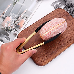 Mafier 4-Piece Kitchen Food Tongs 7" Mini Silicone Serving Tongs with Firm Sealed Non Stick Rubber Tips & Silicon Coated 18/8 Stainless Steel Handle and Smooth Locking