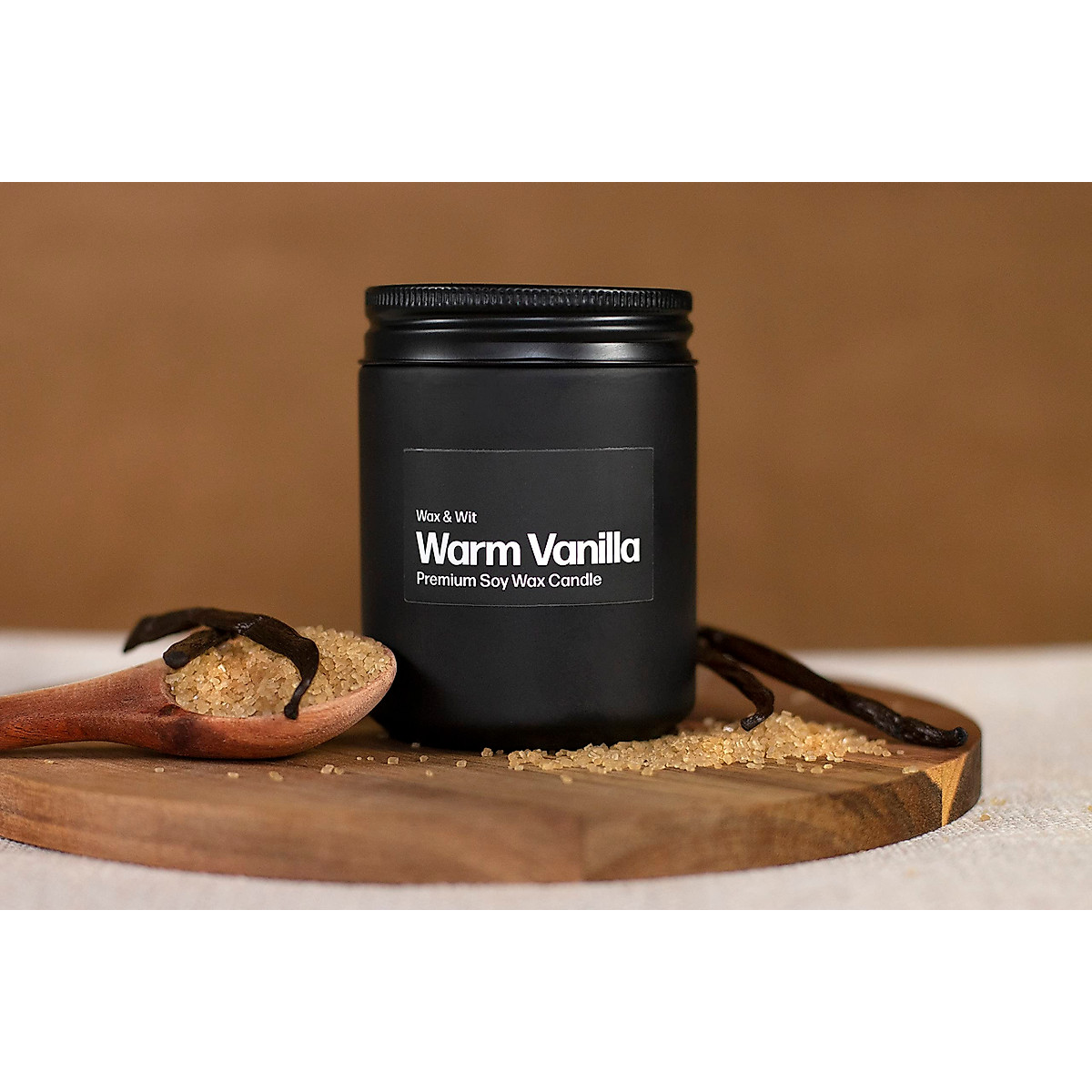 Wax & Wit Black Scented Candles for Men – Warm Vanilla Candle - 9oz, Soy Wax, Cotton Wick, Long Lasting 50 Hour Burn, Aromatherapy for Home - Gifts for Men, Dad, Husband, Boyfriend, Coworker