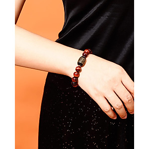 Jewever Triple Protection Feng Shui Bracelet Healing Bangle- Tiger Eye - Obsidian - Sutra Agate 10mm beads Stone Amulet Unisex Jewellery