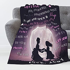 TUCVHOX Niece Gifts Blanket, Niece Gifts from Auntie, Gifts for Niece from Aunt, Niece Birthday Graduation Gifts, Aunt and Niece Gifts, Niece Blanket Throw 60"x50"